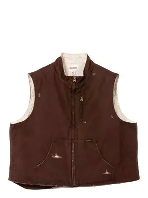 KAMIYA Distressed Zip-up Vest - Brown
