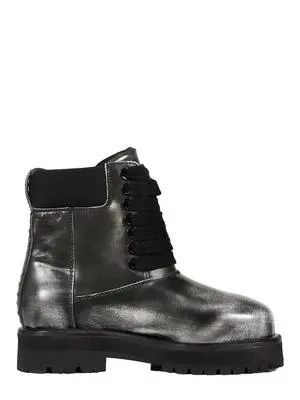 PDF Lace-up Platform Boots - Grey