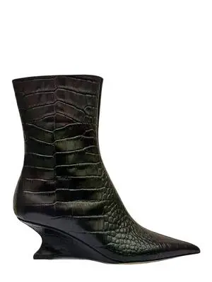 Paris Texas Nina Crocodile-effect Sculpted Boots - Black
