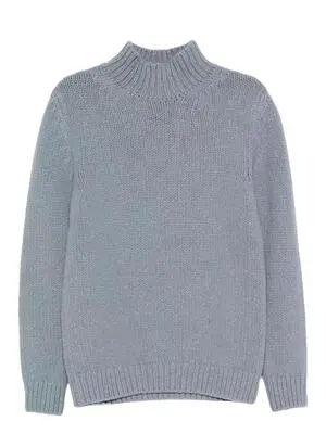 Eleventy Mock-neck Wool Sweater - Blue