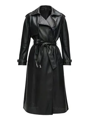 Karl Lagerfeld Belted Double-breasted Trench Coat - Black