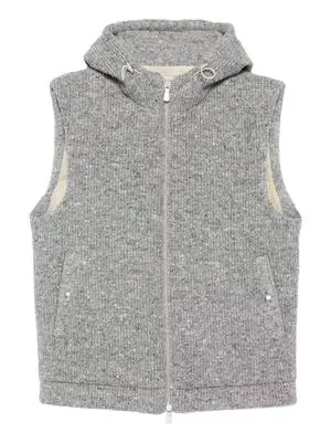 Eleventy Hooded Ribbed Gilet - Grey
