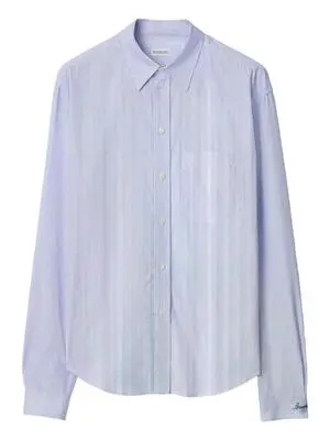 Burberry Striped Logo-embroidered Shirt - Blue
