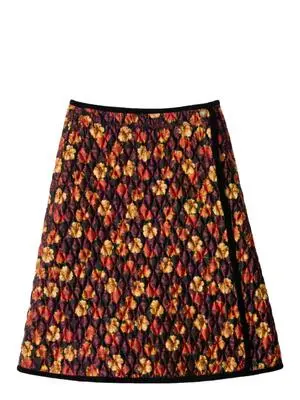Burberry Floral-print Quilted Skirt - Black