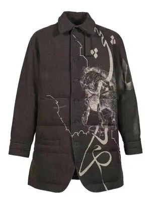Yohji Yamamoto Graphic-print Padded Coat - Black