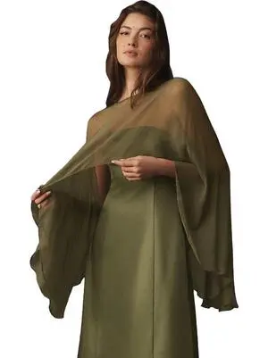 GEISHA DESIGNS High-low Sheer Cape - Green