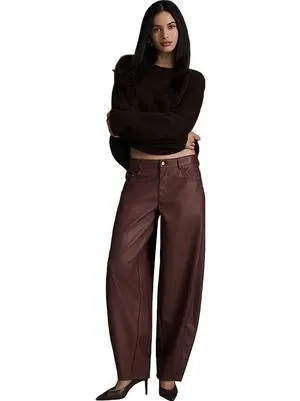 PILCRO Faux Leather Balloon Pants - Oxblood Red