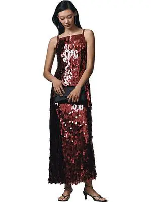 HUTCH Sleeveless Sequin Maxi Dress - Merlot