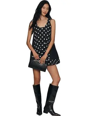 RACHEL ANTONOFF Petite Falco Swing Mini Dress - Black & Ivory Polka Dot