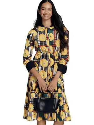 DE LORETA Palmera Long-sleeve Shirt Dress - Tartan Print