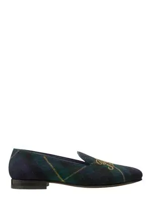 Ralph Lauren Purple Label Tartan Embroidered Loafers - Blue