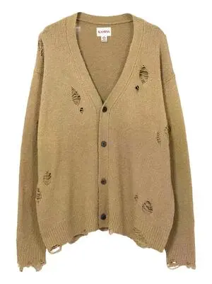 KAMIYA Faded Frayed Cardigan - Green