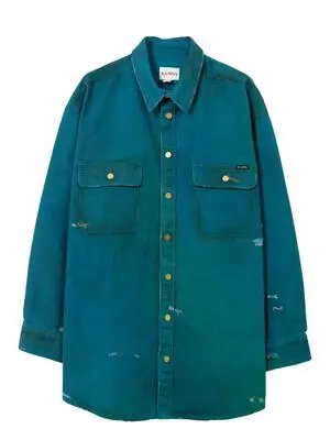 KAMIYA Distressed Pocket Shirt - Blue