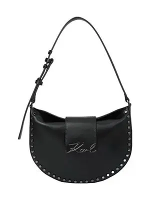 Karl Lagerfeld K/signature Stud-embellished Shoulder Bag - Black