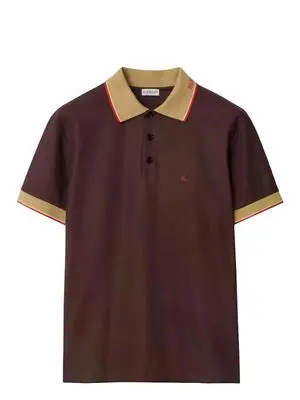 Burberry Logo-collar Knight-embroidered Polo Shirt - Red