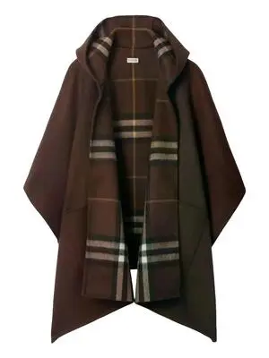 Burberry Hooded Checked Cape - Brown