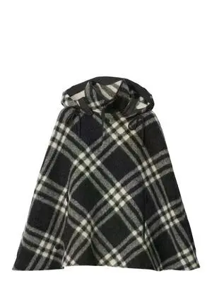 Burberry Hooded Wool Poncho - Black