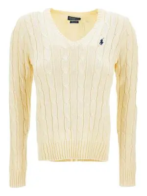 Polo Ralph Lauren Cable-knit Cotton V-neck Sweater - White