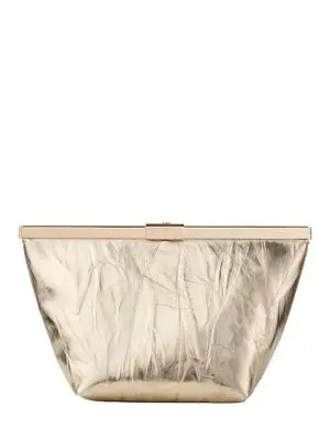 JIMMY CHOO Metallic Leather Ganache Clutch - Silver