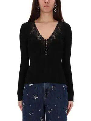 SELF-PORTRAIT Lace Top - Black