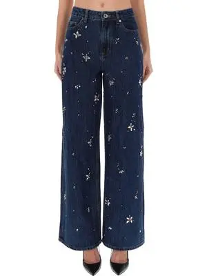 SELF-PORTRAIT Diamanté Jeans - Blue