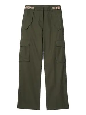 Burberry Check Trim Gabardine Cargo Trousers - Marrow Green