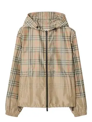 Burberry Gradient Check Relaxed Fit Hooded Jacket - Sand Beige