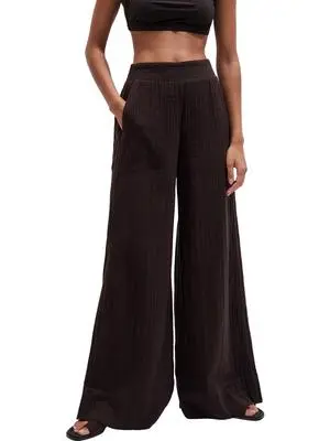 ME+EM Wide-leg Trousers - Ganache Brown