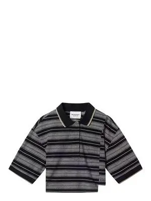 MARANT ETOILE Isalyne Striped Polo Top - Black