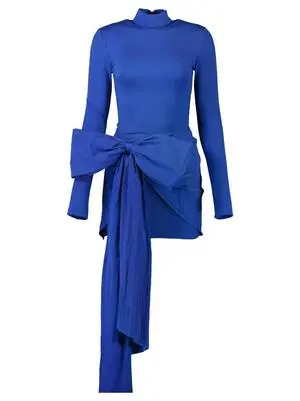 David Koma Long-sleeve Bow-detail Mini Dress - Blue