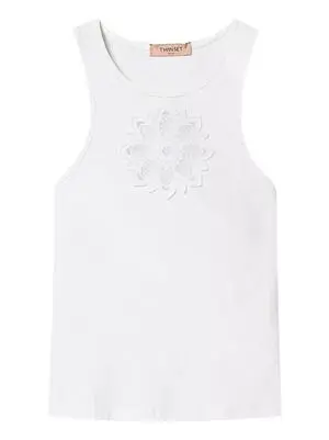 TWINSET Floral-embroidered Tank Top - White