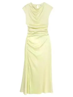 Simkhai Burke Draped Gathered Satin Midi Dress - Yellow