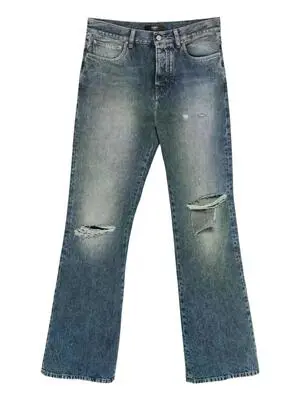 Amiri Ripped-knee Bootcut Jeans - Blue