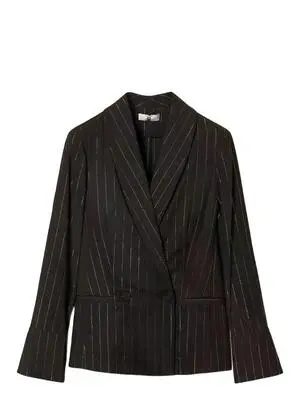 TWINSET Pinstriped Double-breasted Blazer - Black