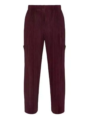 Issey Miyake Quarry Cargo-Pockets Pleated Trousers Red