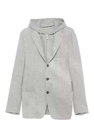 Eleventy Hooded Single-breasted Blazer - Grey