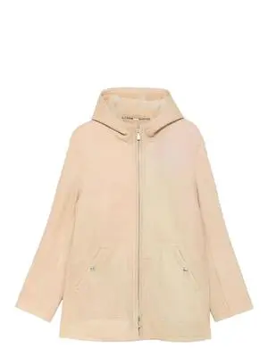 Eleventy Hooded Leather Jacket - Neutrals