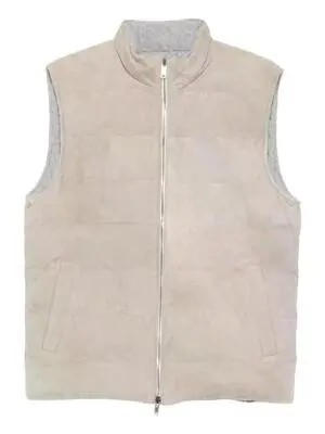Eleventy Quilted Suede Gilet - Grey