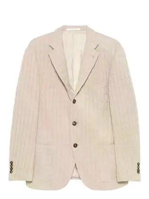 Eleventy Cable-knit Single-breasted Blazer Neutrals