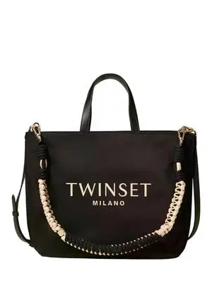 TWINSET Logo Strap Tote Bag - Black