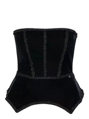 NISSA Embellished Corset Top - Black