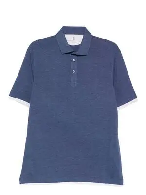 Brunello Cucinelli Button Trim Polo Shirt - Blue