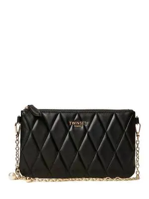 TWINSET Quilted Clutch With Chain Detail - Black