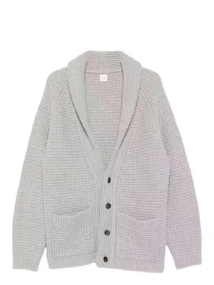 Eleventy Waffle-knit Shawl-collar Cardigan - Green