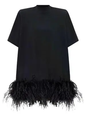 Attico Feather-trim Mini Dress - Black