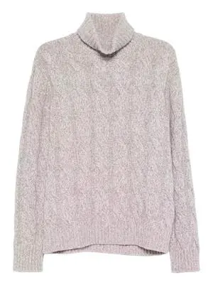Eleventy Turtleneck Cable-knit Sweater - Purple