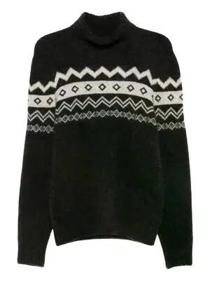 Eleventy Turtleneck Jacquard Sweater - Black