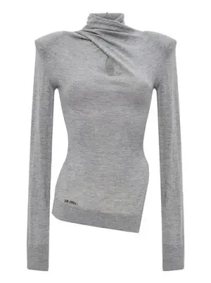 Attico Twisted Turtleneck Top - Grey