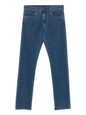 Canali Cotton-blend Straight-leg Jeans - Blue