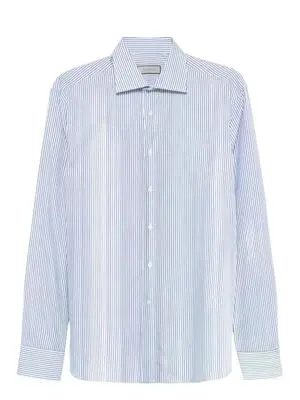 Canali Striped Cotton Shirt - White